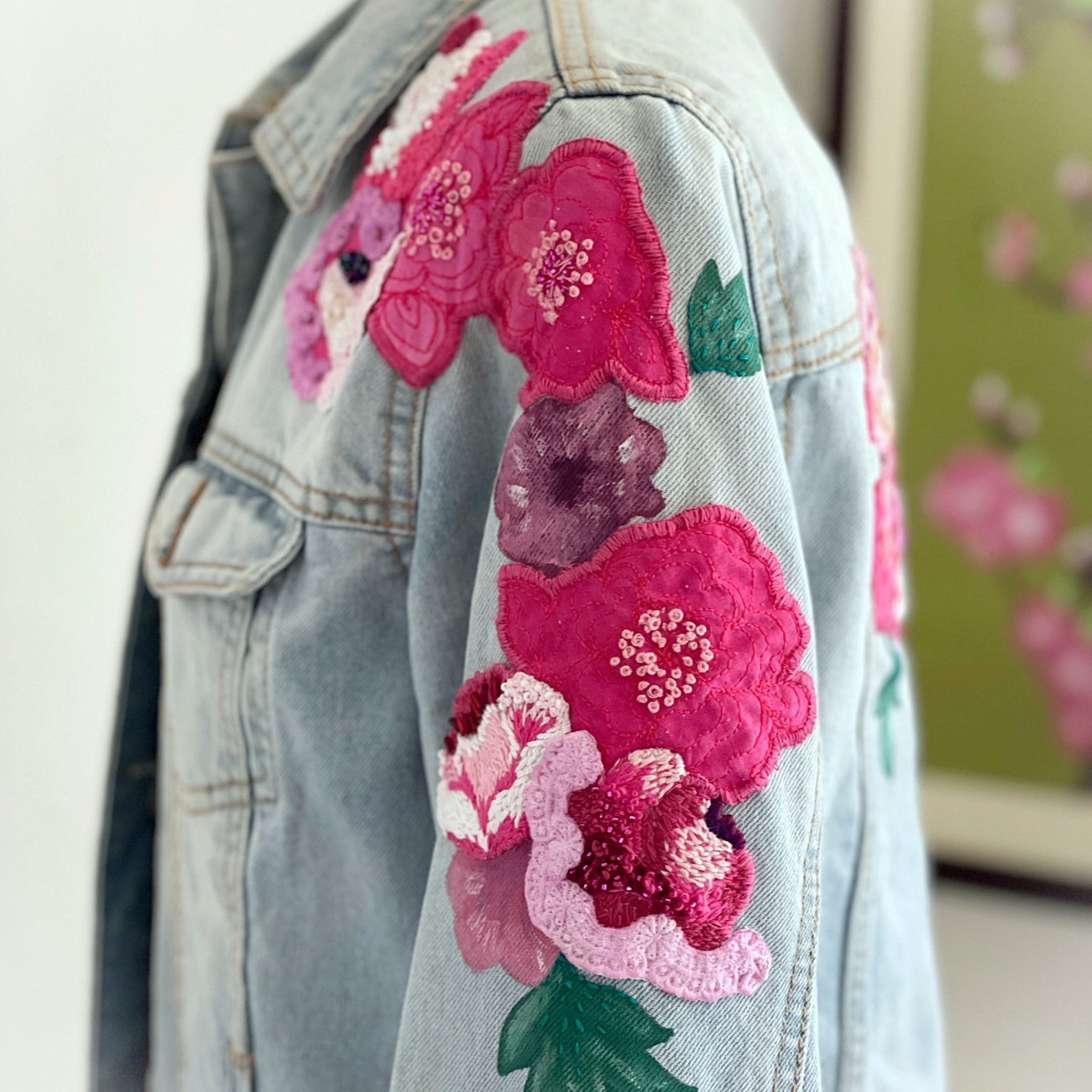 Hand Embroidered Denim Jacket for Women | Send in Service for Custom ...