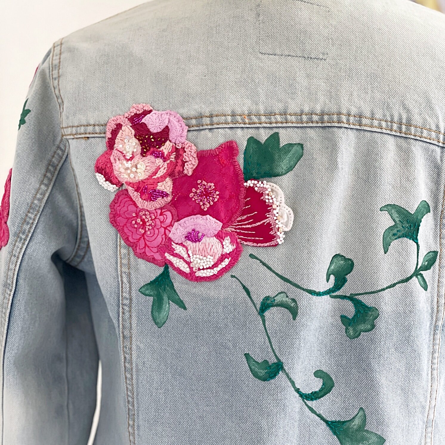 Hand Embroidered Denim Jacket for Women | Send in Service for Custom ...