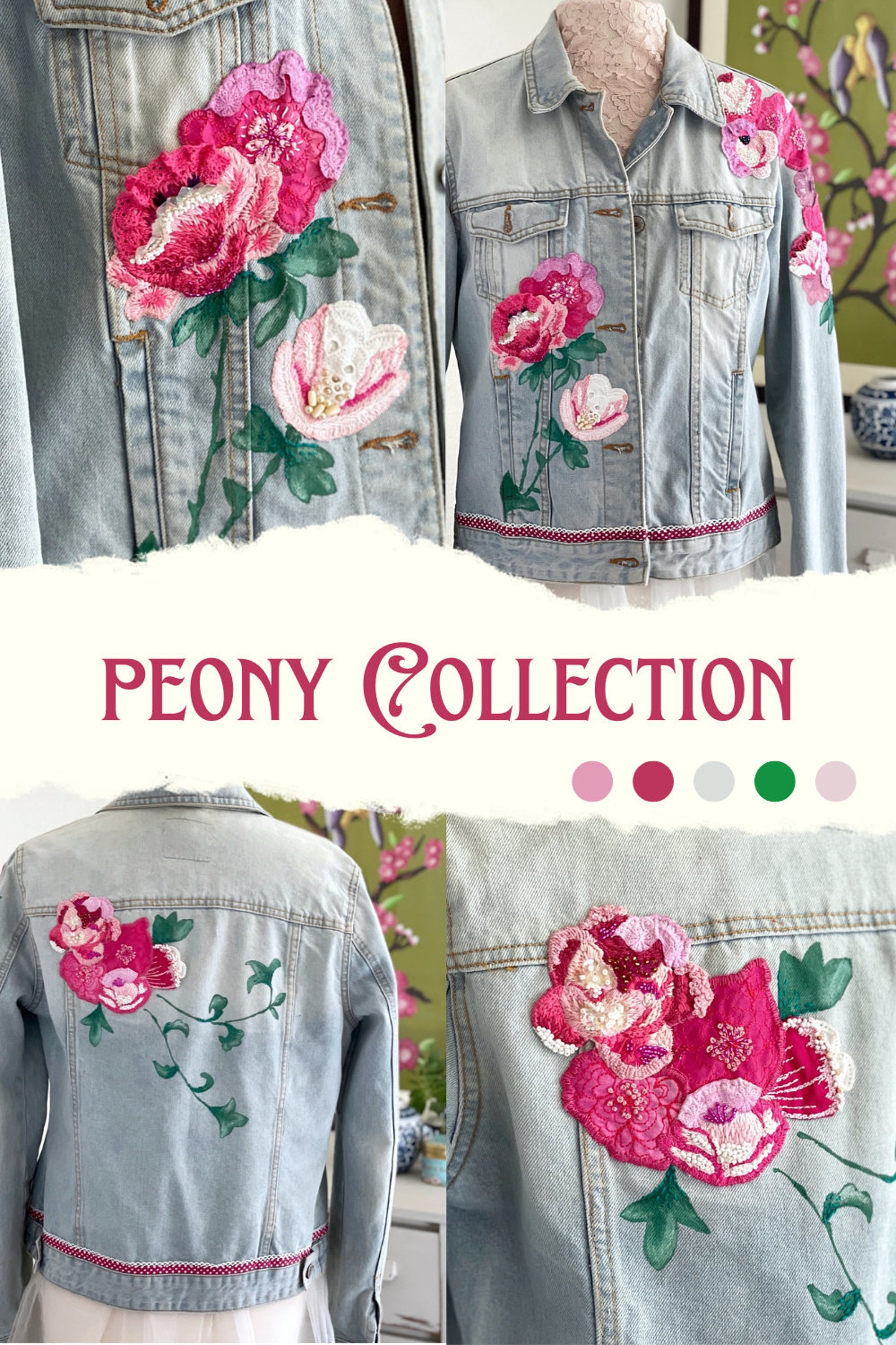 Hand Embroidered Denim Jacket for Women | Send in Service for Custom ...