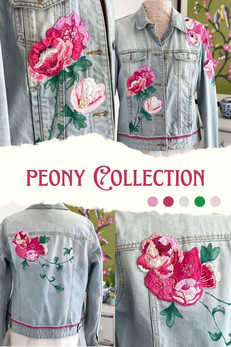 Hand Embroidered Denim Jacket for Women | Send in Service for Custom Design and Make ...