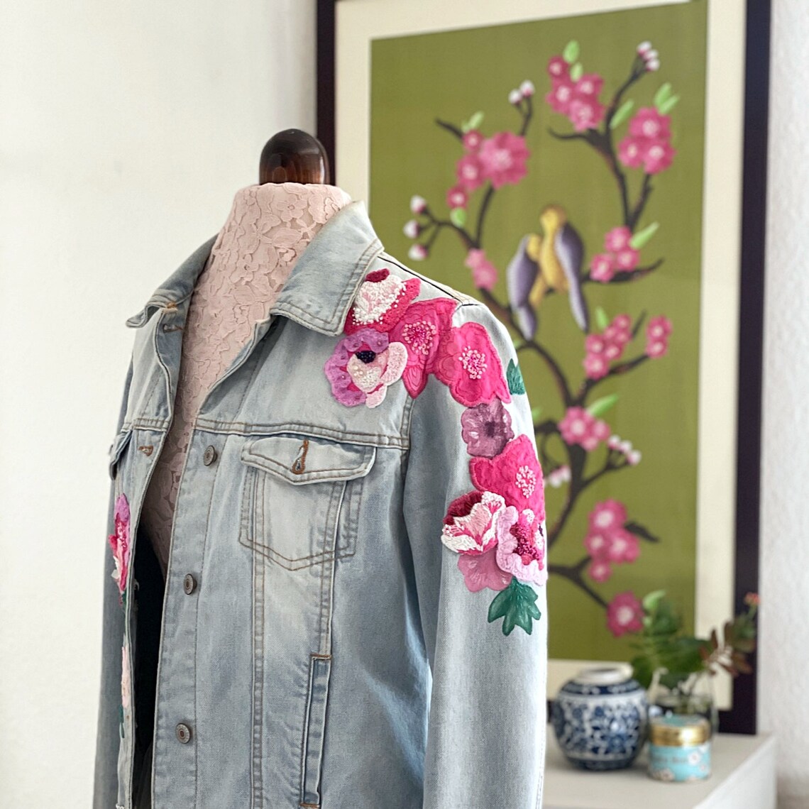 Hand Embroidered Denim Jacket for Women | Send in Service for Custom ...