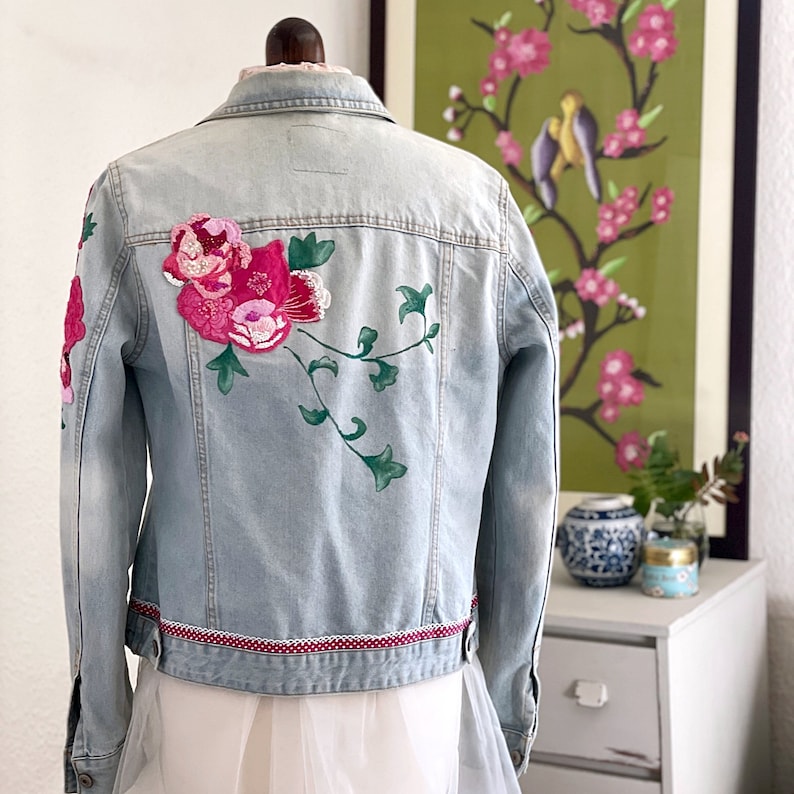 Hand Embroidered Denim Jacket for Women | Send in Service for Custom ...
