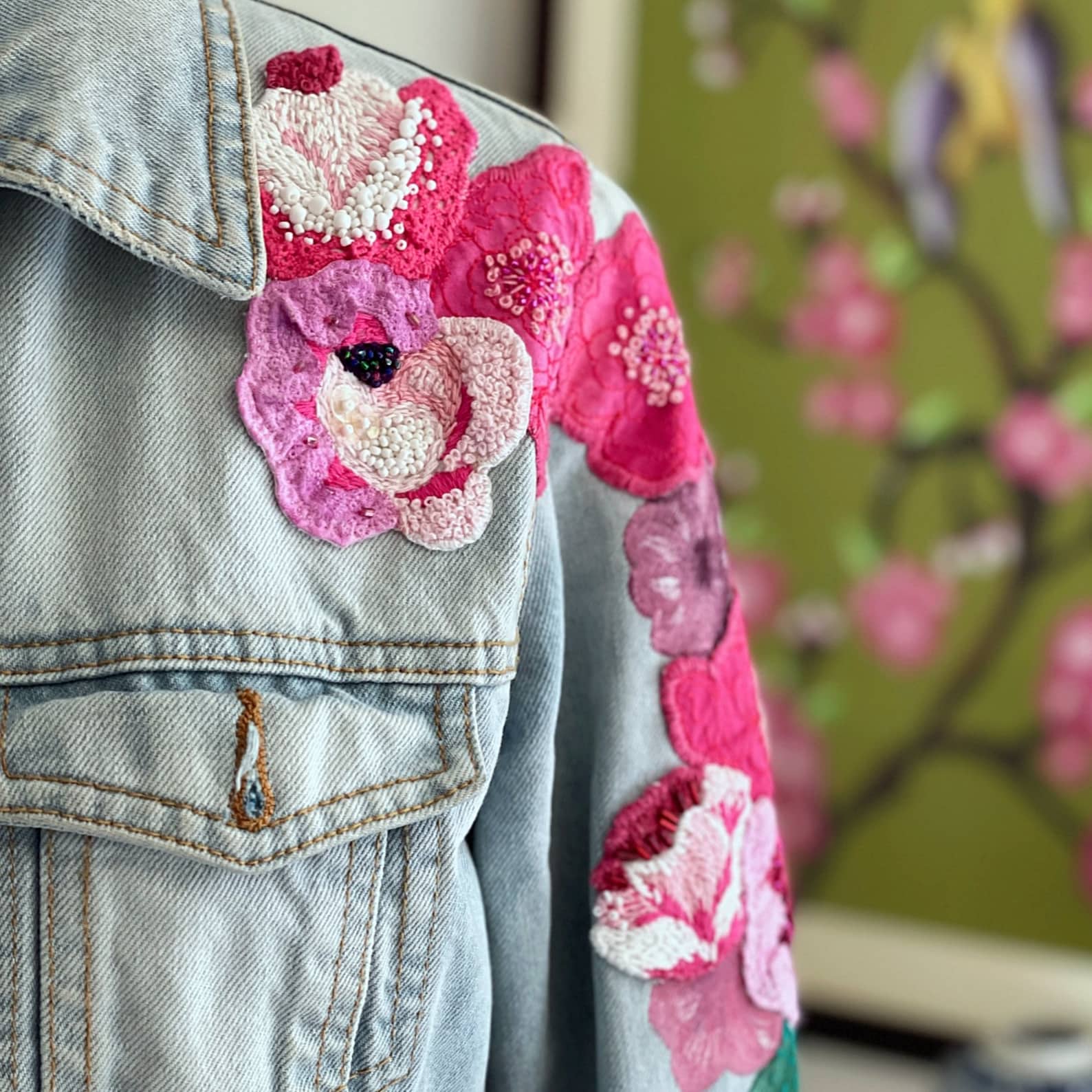 Hand Embroidered Denim Jacket for Women | Send in Service for Custom ...