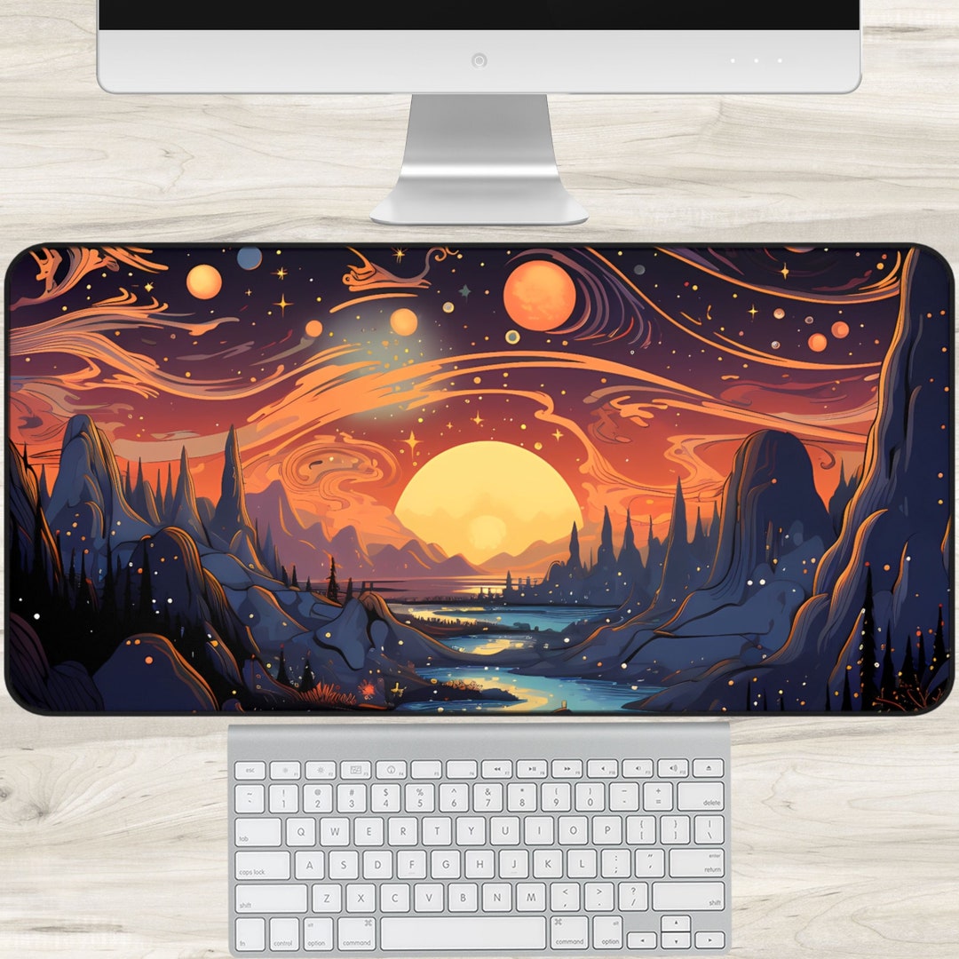 Alien Planet Space Landscape Desk Mat Gaming Mouse Pad Large Mousepad ...
