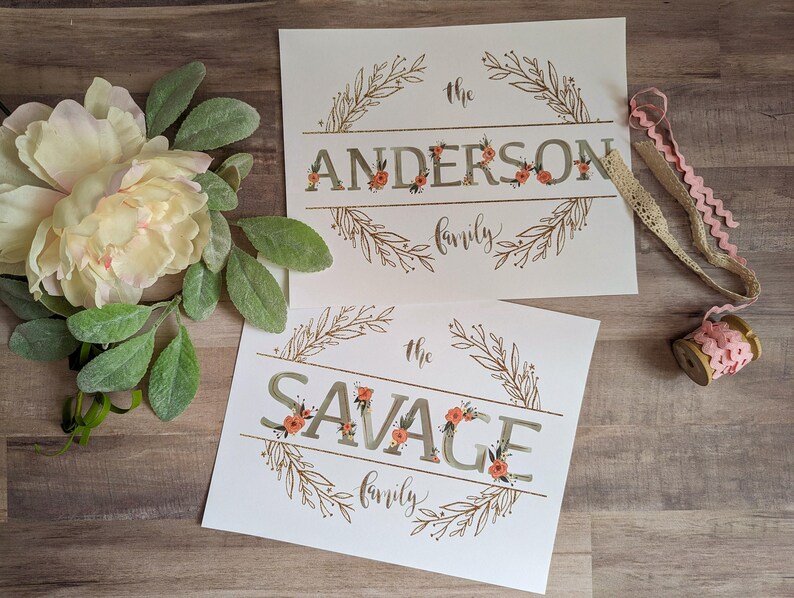 Custom Name in Floral Alphabet | Wall Art - Etsy