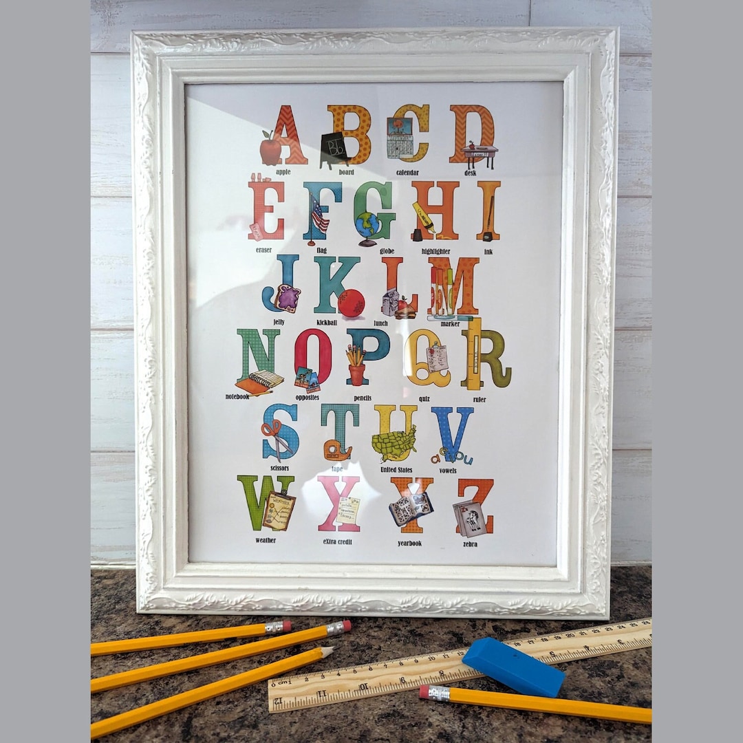 Instant Digital Download | Illustrated School & Teacher Alphabet | Wall ...