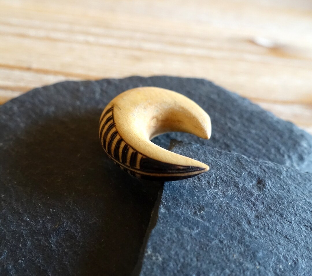 Spiral Ear Spacer in Olive Wood and Zebra Pyrogravure - Etsy