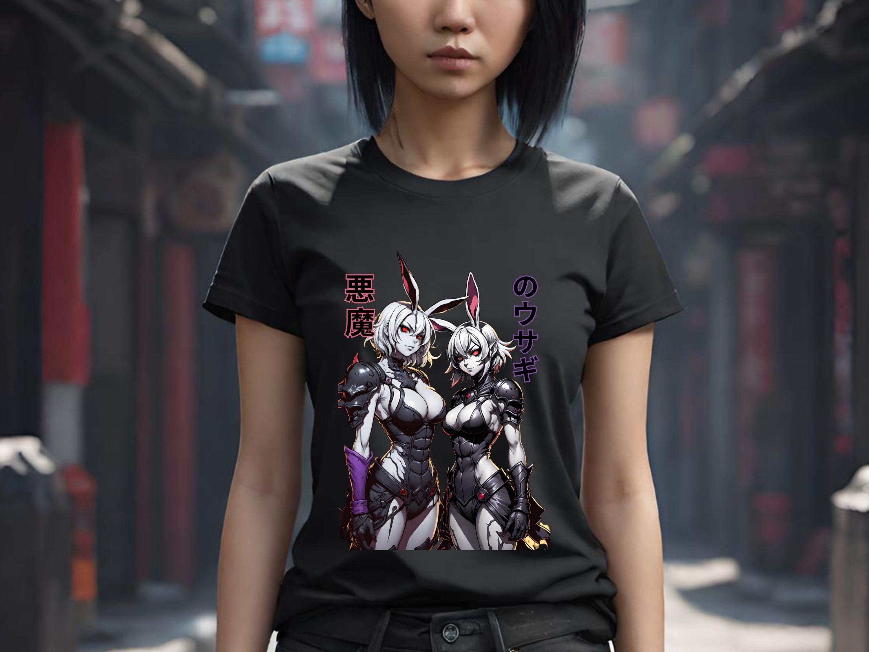 Anime Demon Bunny Girl T-shirt Kawaii Clothing for Alternative Style ...