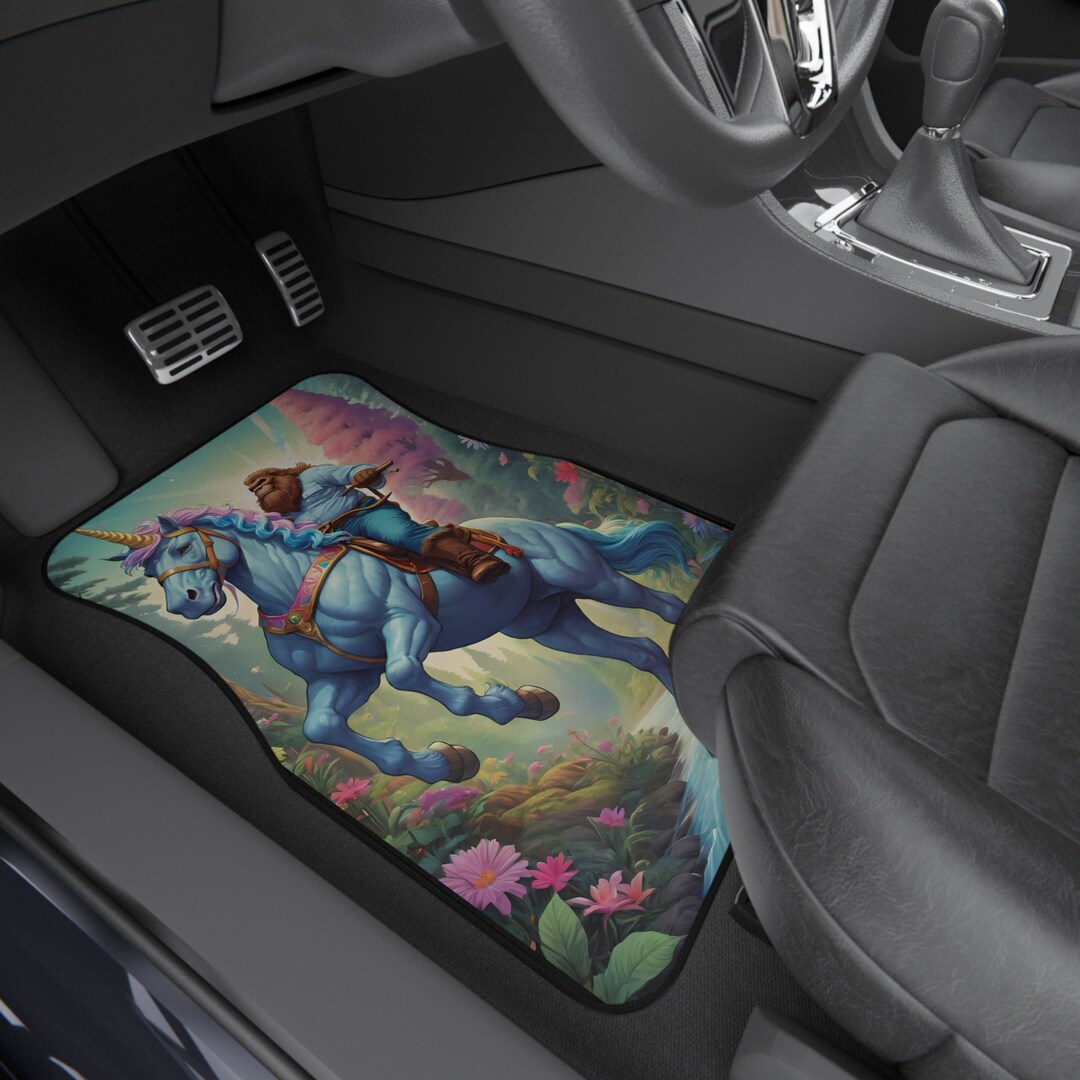 Bigfoot Unicorn Car Mat Floral Bigfoot and Unicorn Car Floor Mat ...
