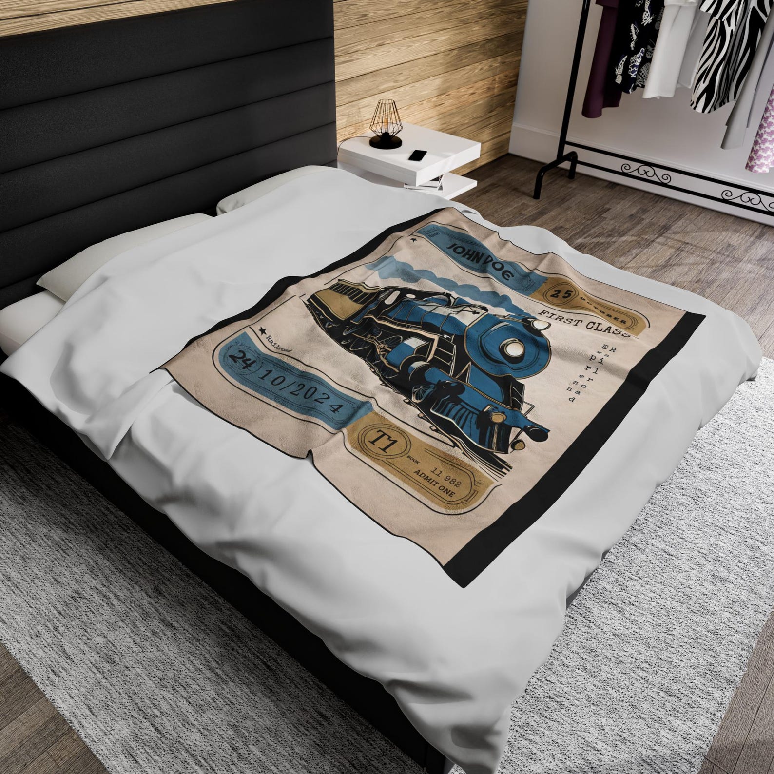 Personalized Train Blanket - Vintage Railroad Ticket Blanket - Custom ...