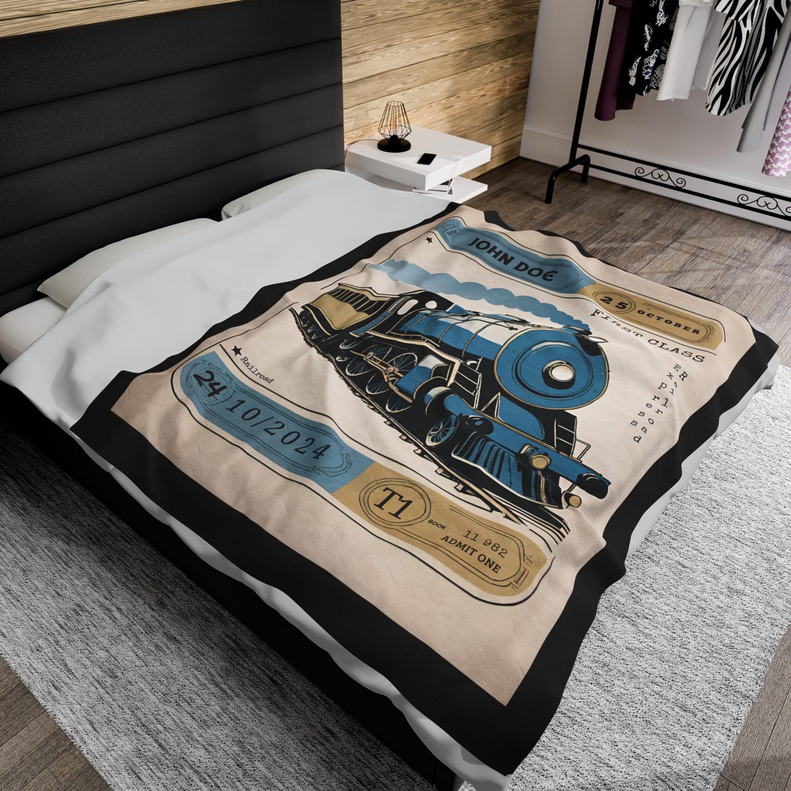 Personalized Train Blanket - Vintage Railroad Ticket Blanket - Custom ...