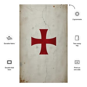 Knights Templar Banner - Crusaders Flag Wall Art - Battle-worn Medieval Decor - LARP & History ...