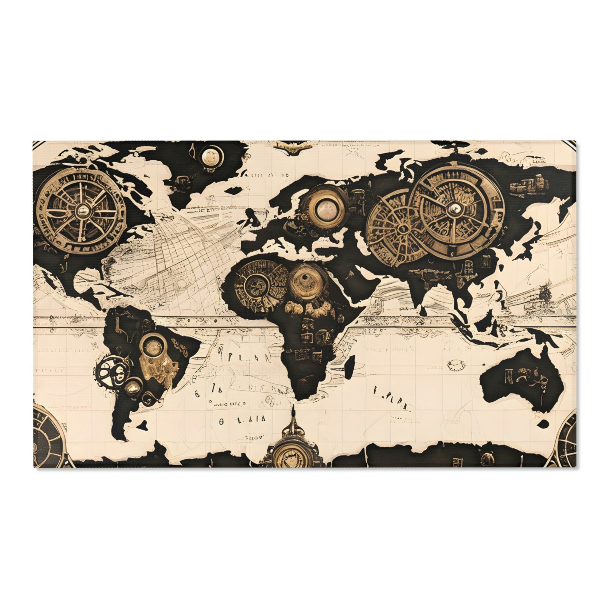Area Rug | Steampunk World Map Area Rug | Add a Touch of Victorian ...