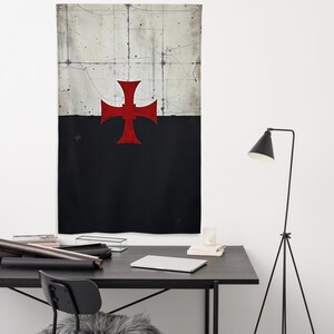 Knights Templar Banner - Crusaders Flag Wall Art - Battle-worn Medieval ...