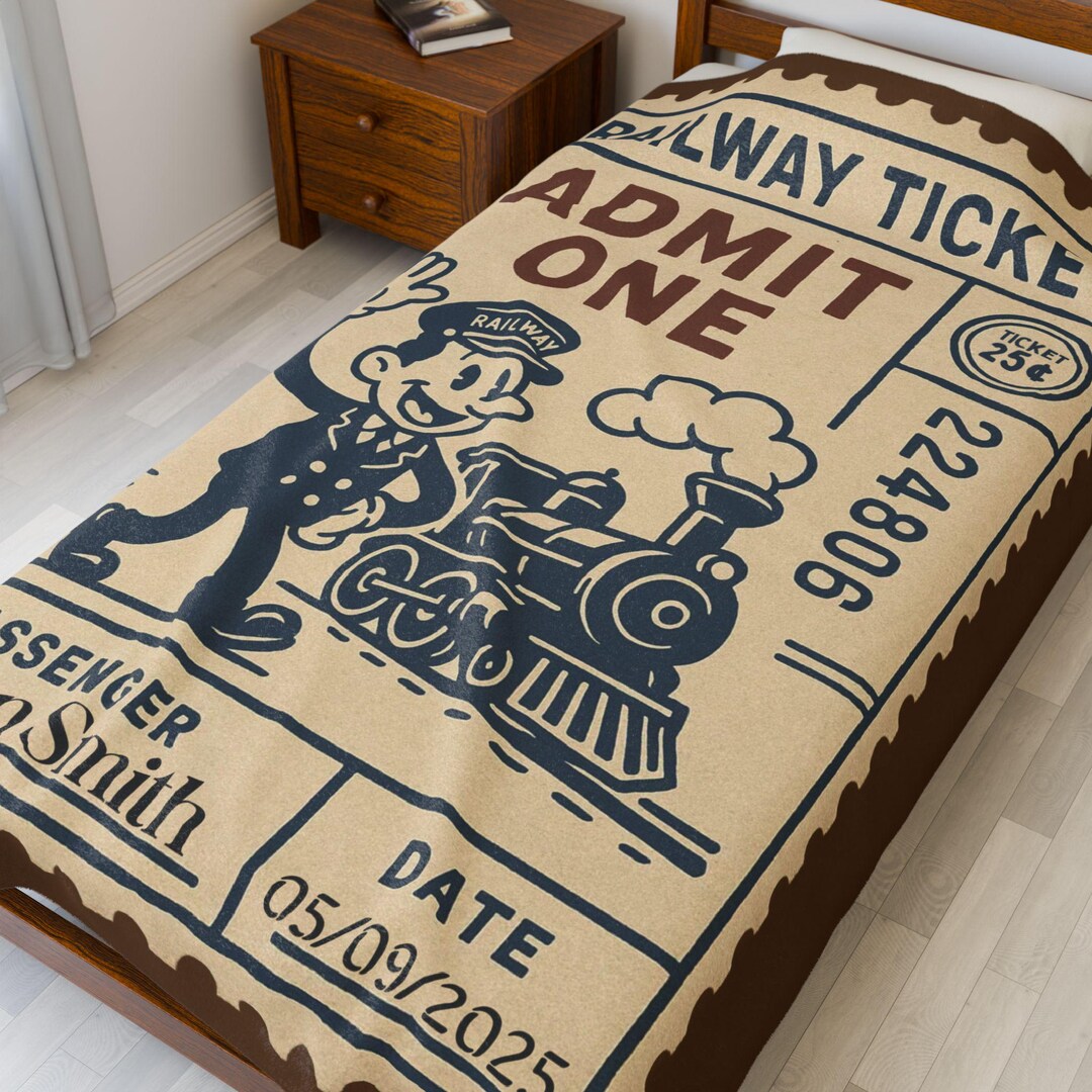 Custom Railway Ticket Throw - Vintage Train Ticket Blanket - Custom ...