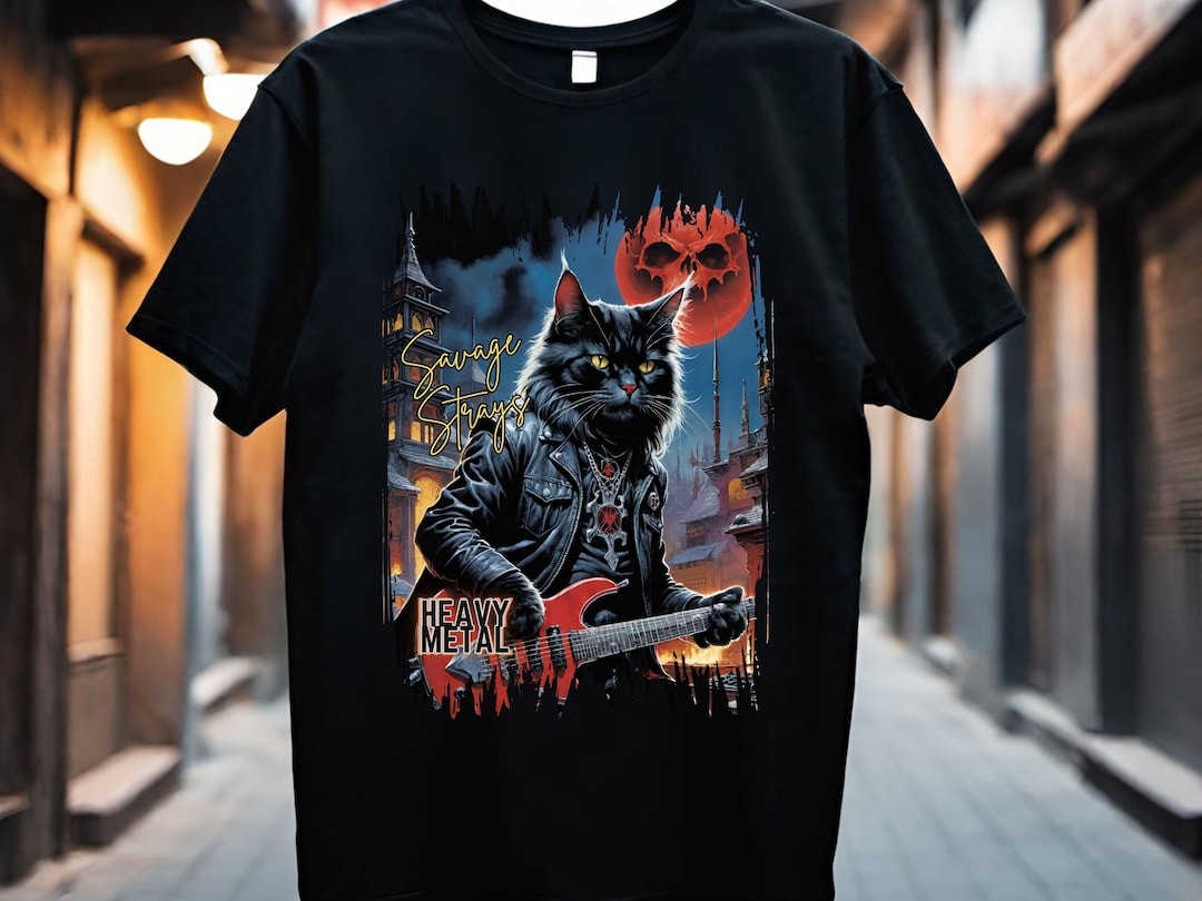 Cat Metalhead T-shirt - Heavy Metal Cat Power Tee - Death Metal Cat ...