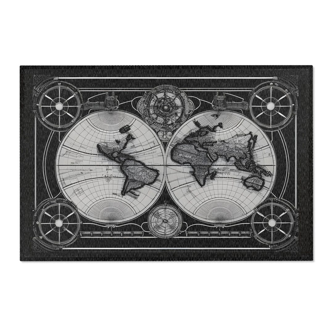 Area Rug | Steampunk World Map Area Rug | Add a Touch of Victorian ...