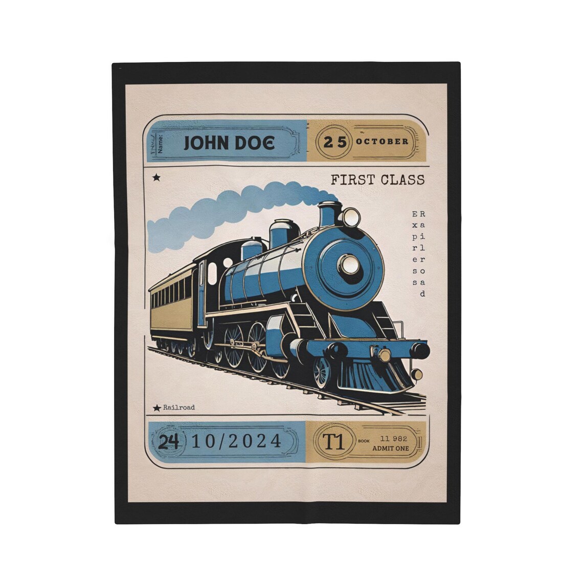 Personalized Train Blanket - Vintage Railroad Ticket Blanket - Custom ...