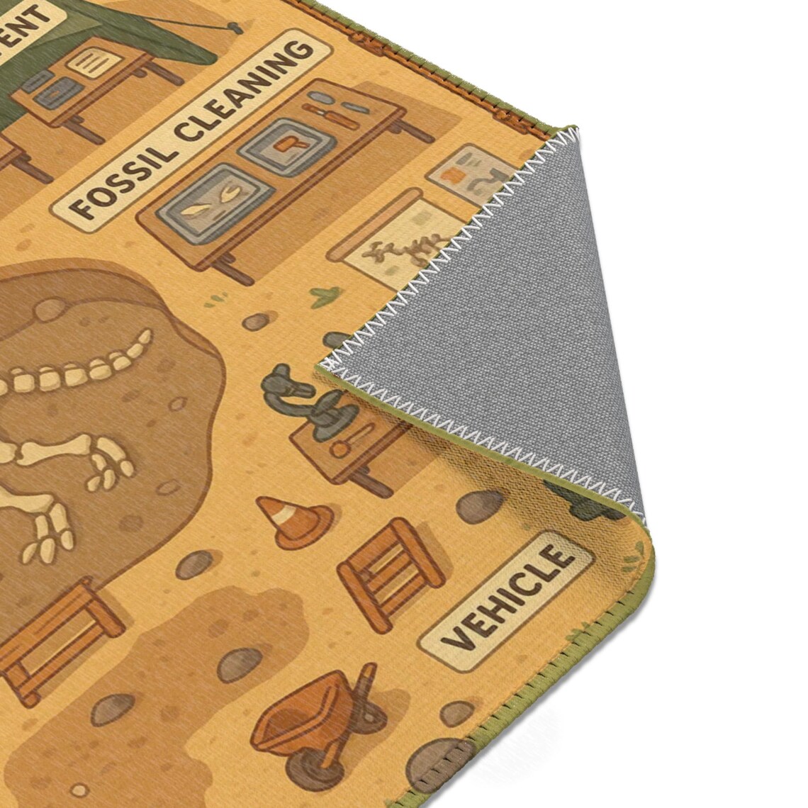 Dinosaur Dig Site Play Mat - Top-down Fossil Excavation Map Rug for ...