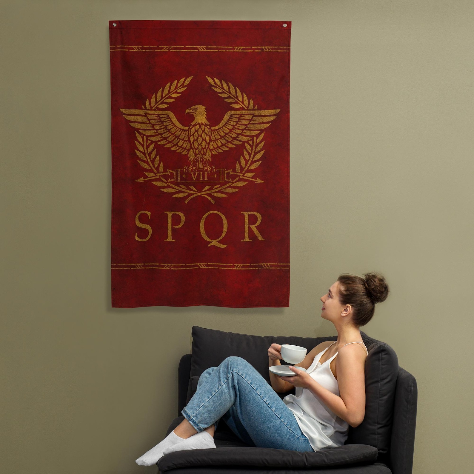Legionary Standard | Ancient Roman SPQR Eagle Banner - Historic Wall ...