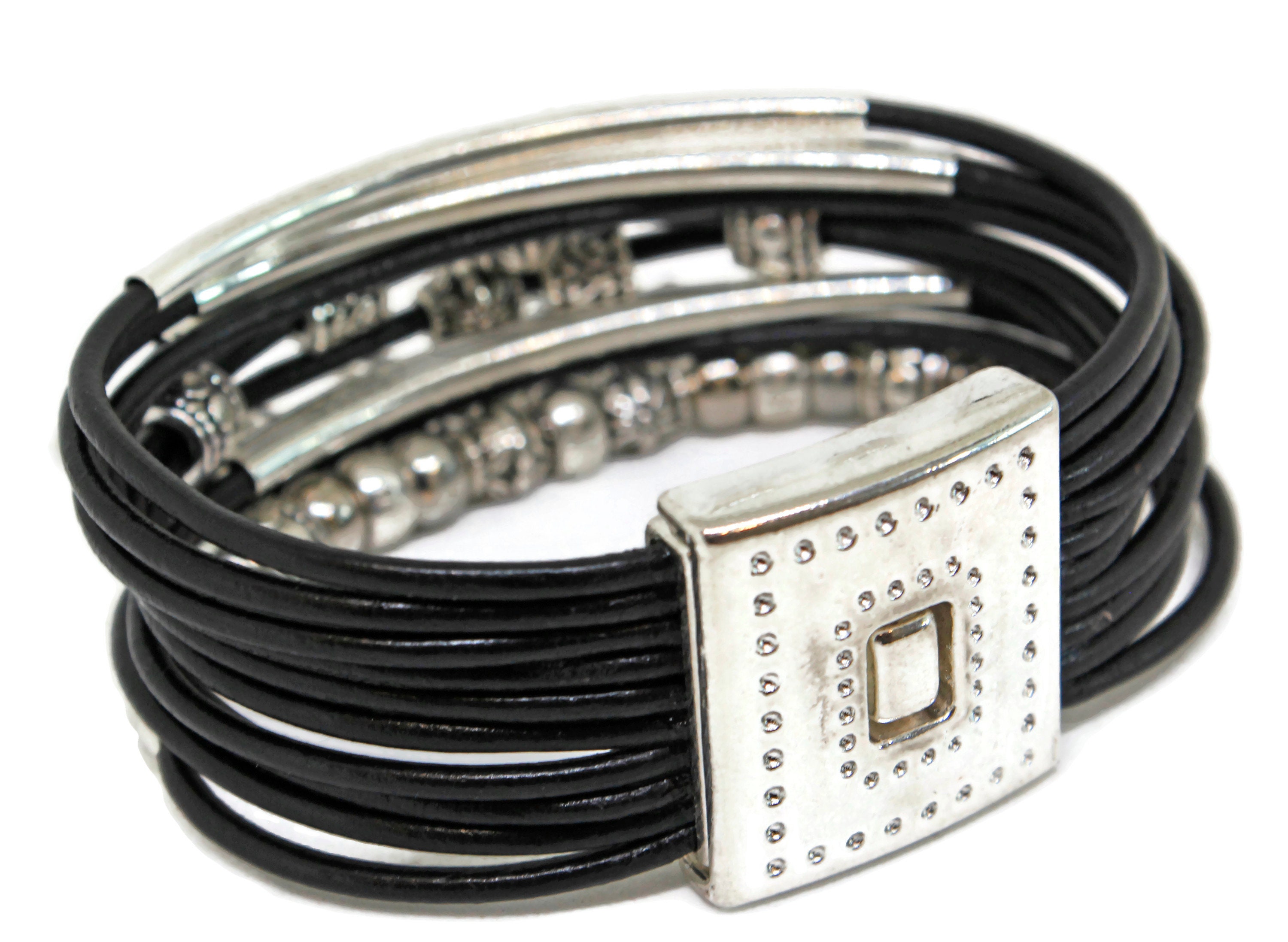 Judaic Leather Stack Bracelet Choose Charms & Color Jewish | Etsy