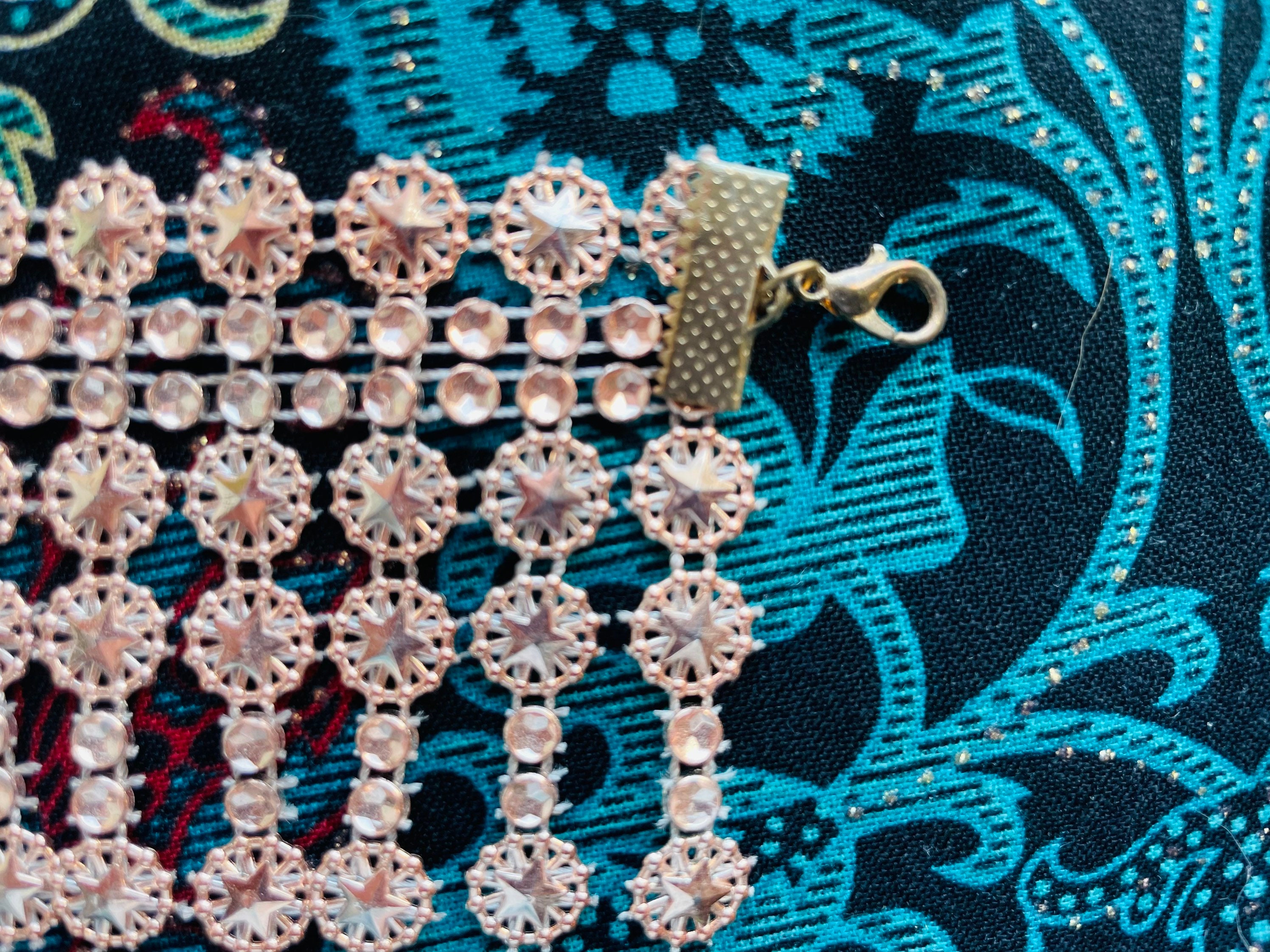 Goddess Rose Gold Rhinestone Metallic Mesh Choker. - Etsy