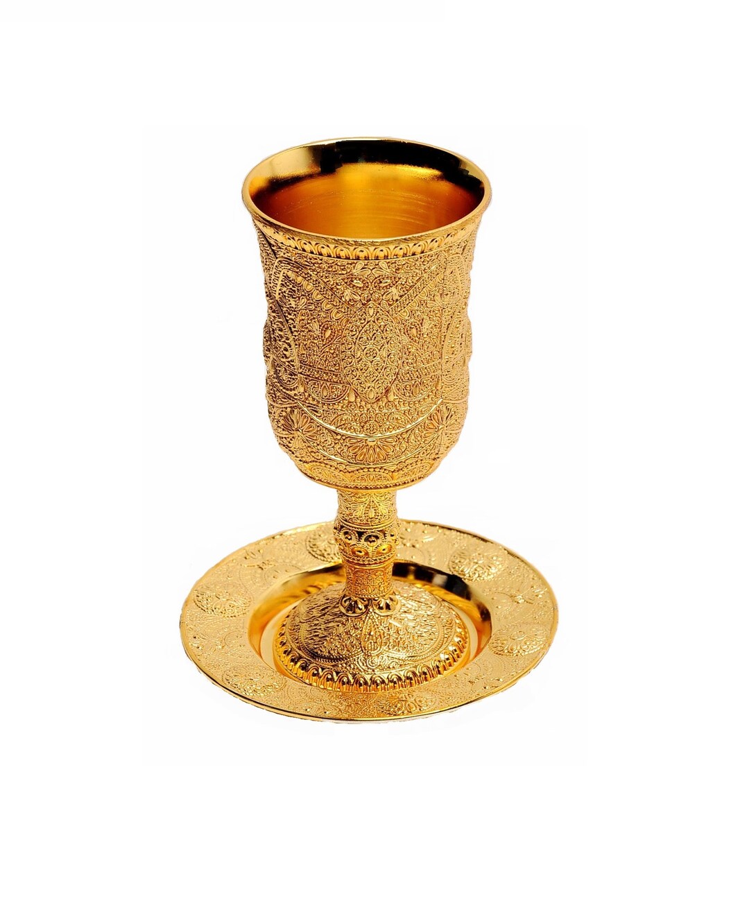 Kiddush Cup Goblet for Jewish Shabbat and Holidays Gold Plated & Plate ...
