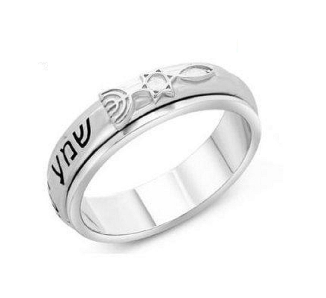 Messianic Ring With the Shema Israel Hebrew Words Engraved Spinning ...