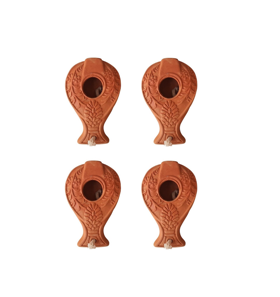 4 Herodian Oil Lamp With Wick Biblical Antique Replica Oil Lamp Israel ...