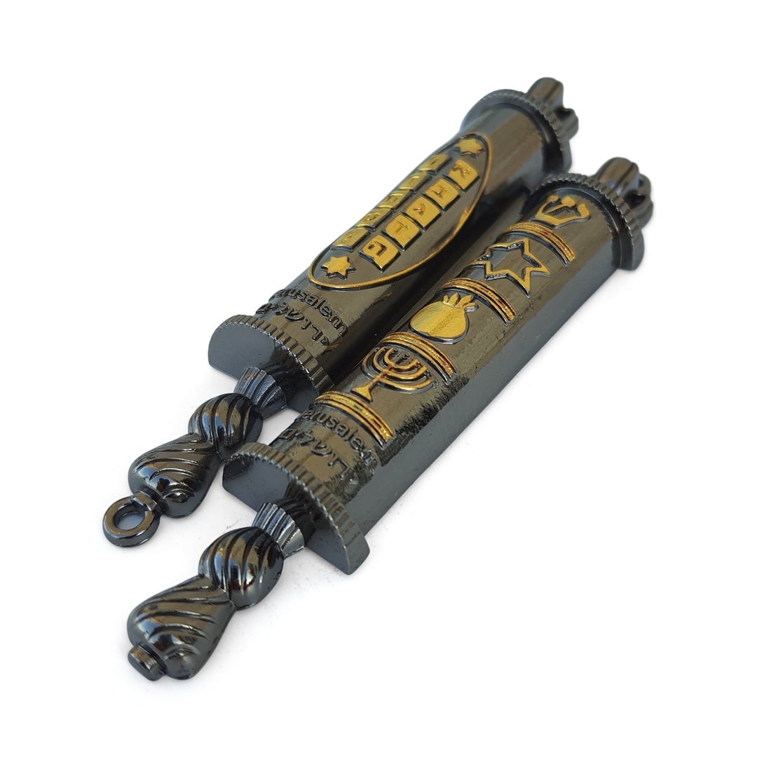 Torah Door Mezuzah With Jewish Symbols: Menorah, Shadai, Ten ...