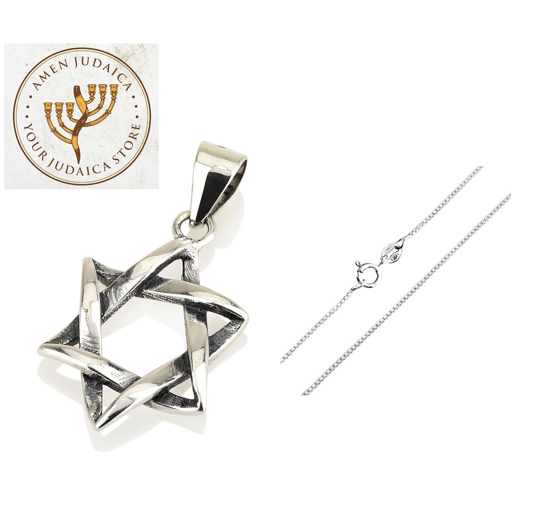 Star of David / Magen David Vintage Style Pendant Charm 925 Silver Plus ...
