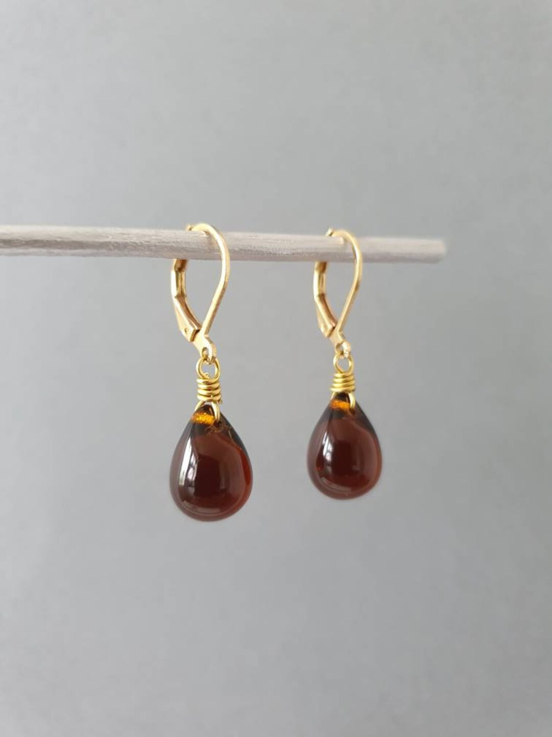 Brown Teardrop Earrings Dangle Earrings Minimalist Jewelry - Etsy