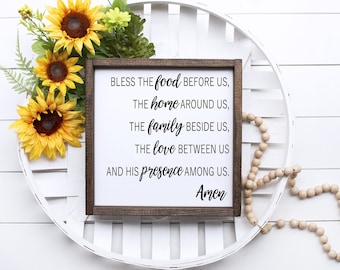 Bless the Food Before Us Christian Meal Prayer Wooden Sign - Etsy