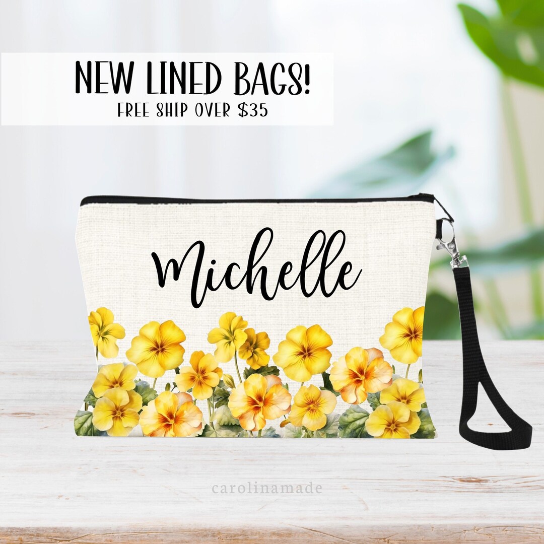 Primrose Flower Makeup Bag, Personalized Primrose Birth Flower Gift ...