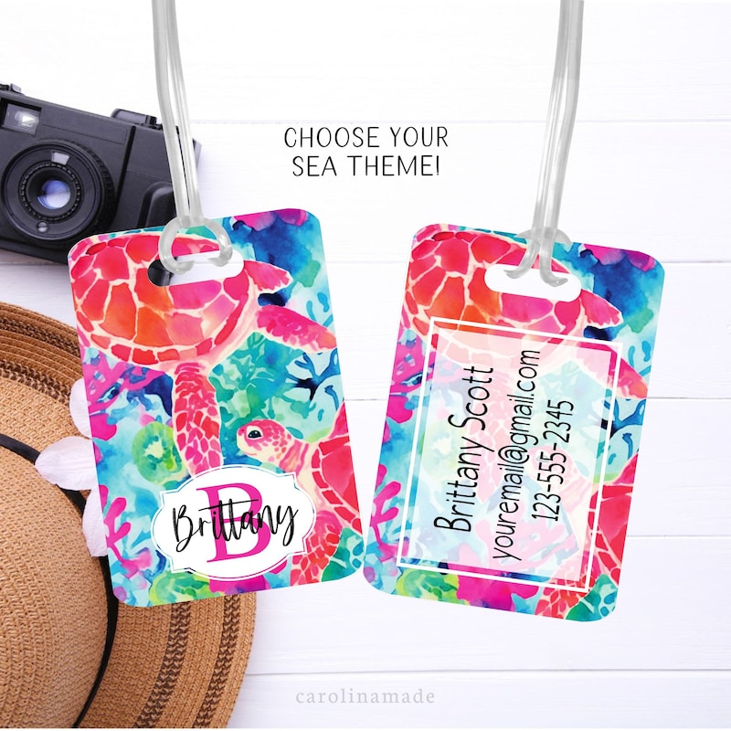 Ocean Luggage Tag Leather - Etsy