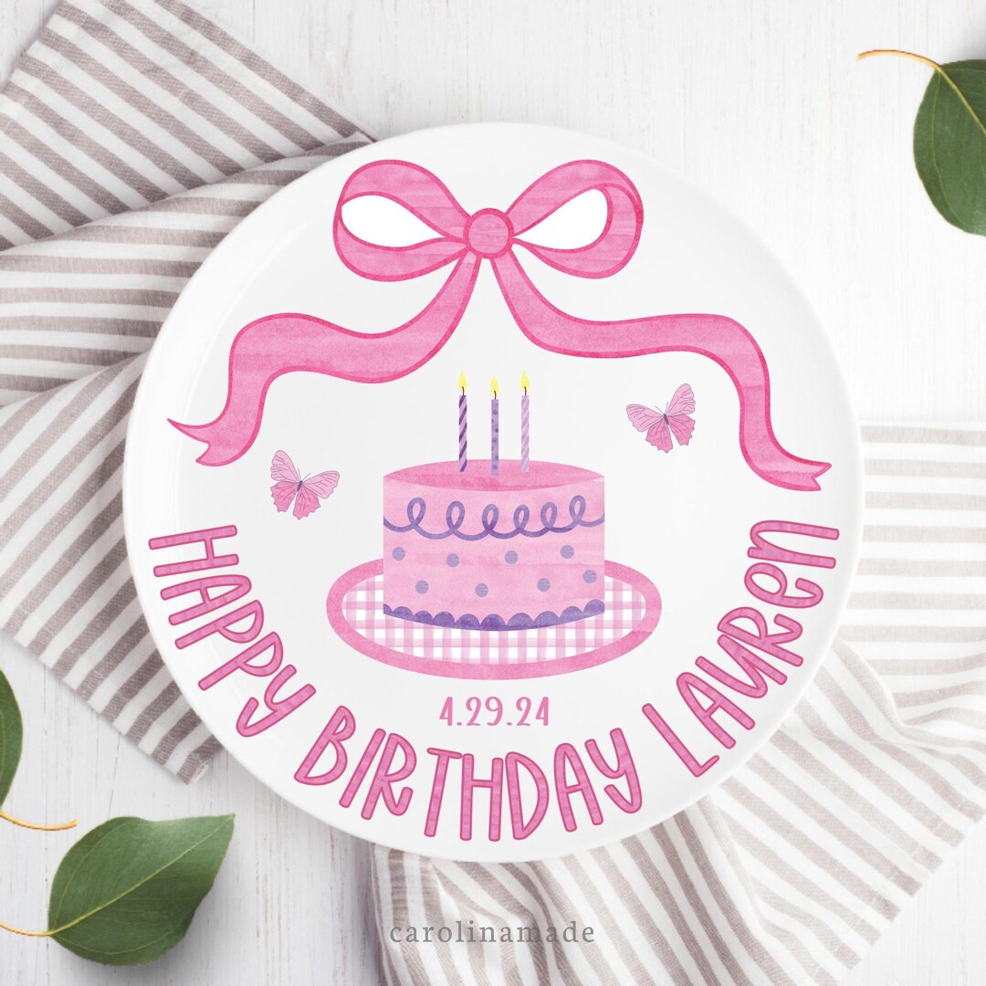 Pink Watercolor Cake Plate, Personalized Name Plate for Girls, Custom ...