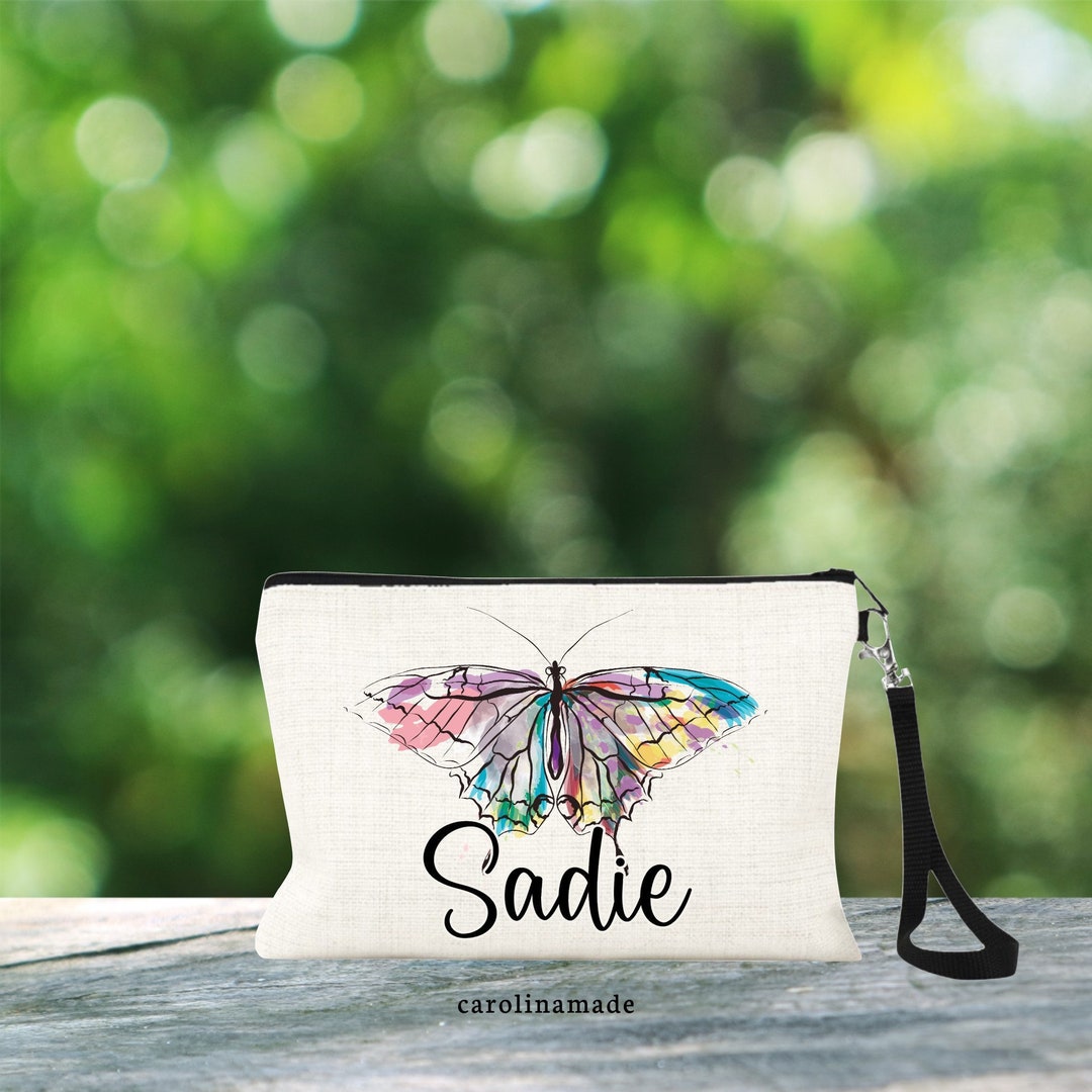 Butterfly Makeup Bag, Personalized Butterfly Cosmetic Bag, Butterfly ...