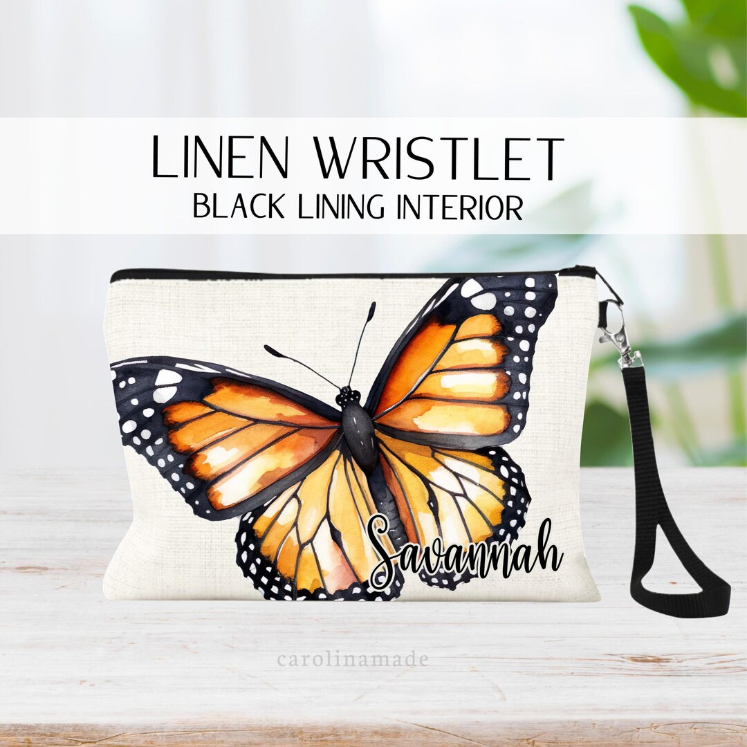 Butterfly Makeup Bag, Personalized Butterfly Cosmetic Bag, Monarch ...