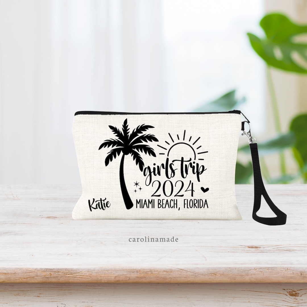 Girls Beach Trip Bag, Personalized Best Friend Trip Makeup Bag, Girls ...