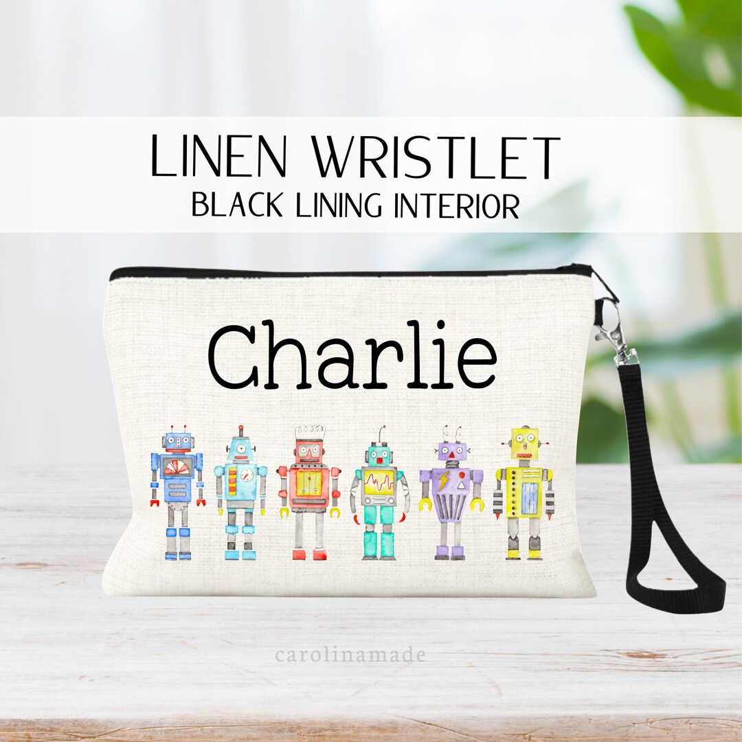 Personalized Robot Bag, Kids Robot Pencil Pouch, Robot Makeup Bag ...