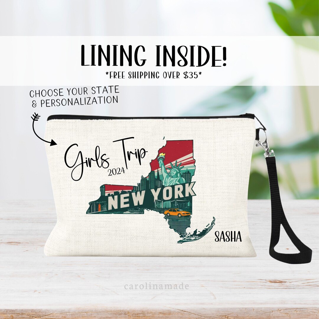 Girls Trip Makeup Bag, Personalized State Trip Wrislet, Custom Family ...