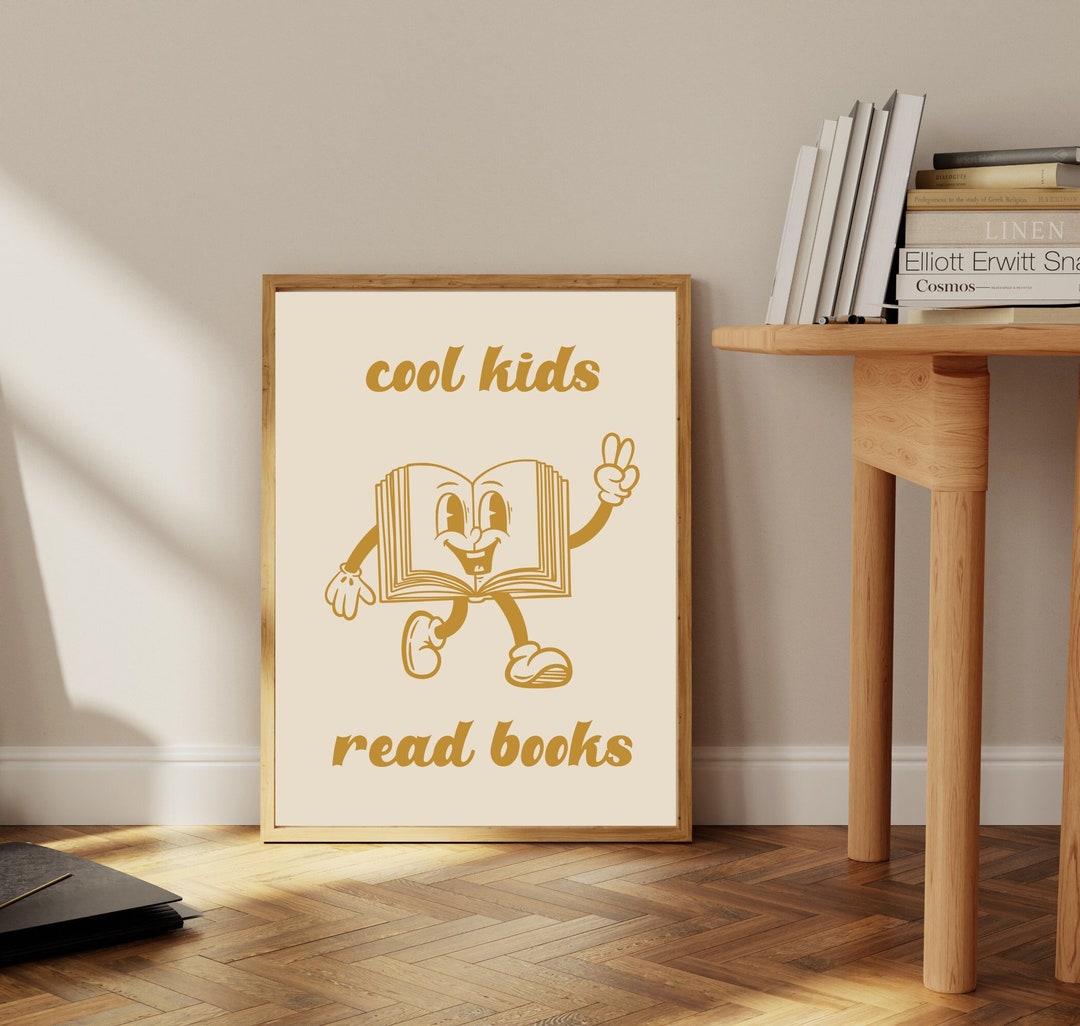 Cool Kids Read Books, Retro Playroom Wall Art, Reading Character Print ...