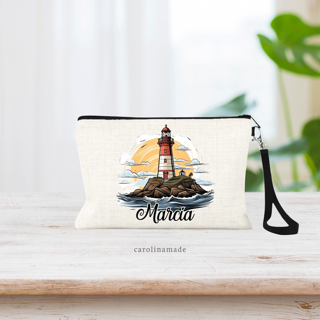 Personalized Lighthouse Bag, Lighthouse Beach Wristlet, Retro ...