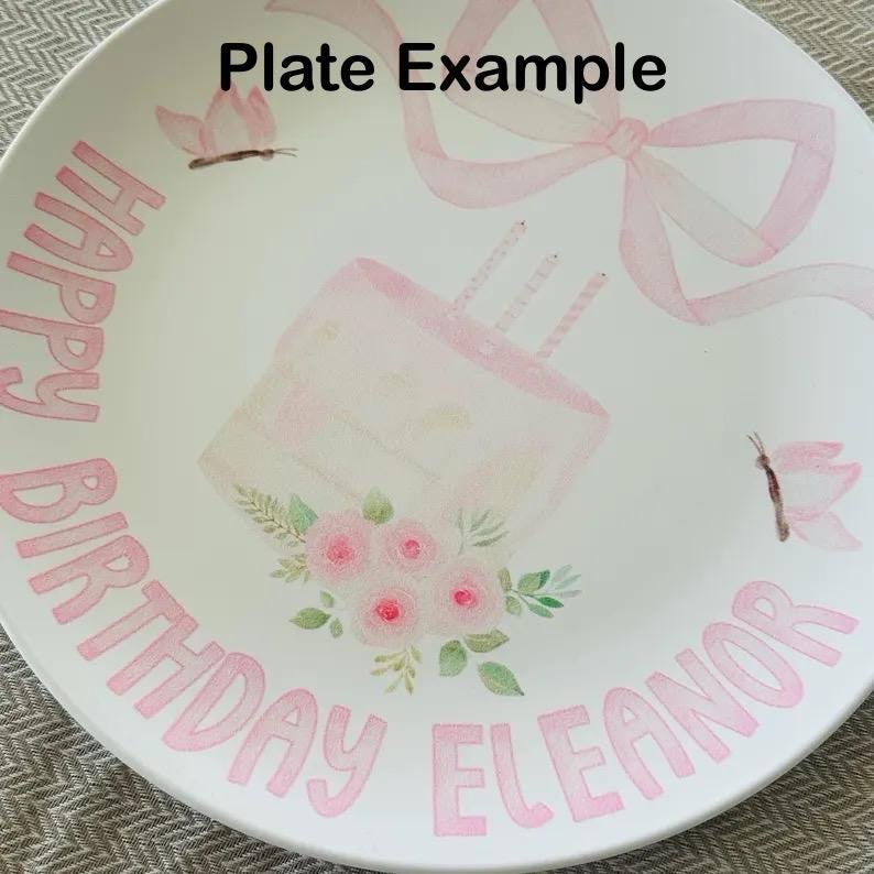 Pink Watercolor Cake Plate, Personalized Name Plate for Girls, Custom ...