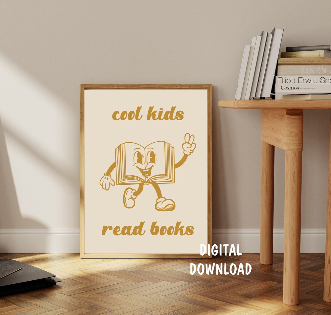 Cool Kids Read Books DIGITAL DOWNLOAD, Retro Playroom Wall Art, Reading ...