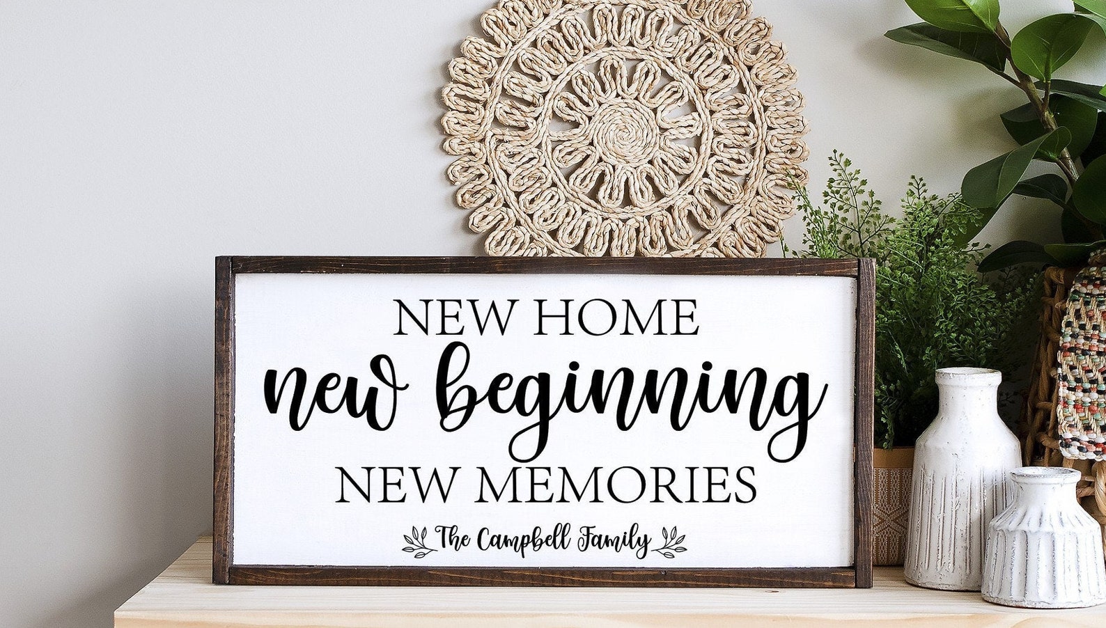 New Home New Beginning New Memories Sign, New House Gift, Real Estate ...