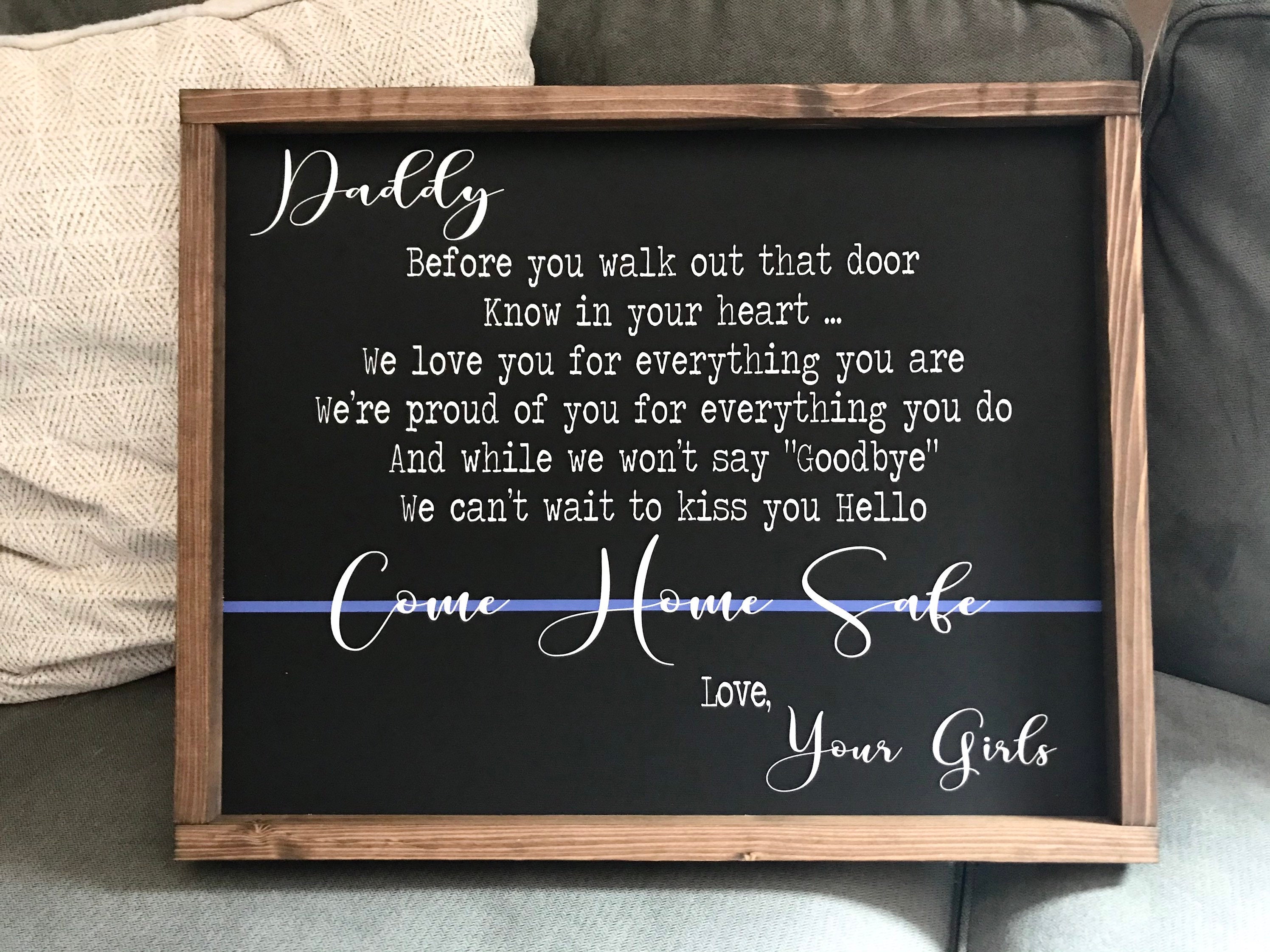 Come Home Safe Sign Police Officer Wall Art Thin Blue Line - Etsy