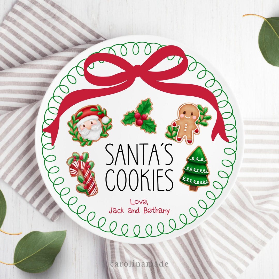 Kids Santa Cookie Plate, Personalized Childs Santa Cookie Plate, Custom ...