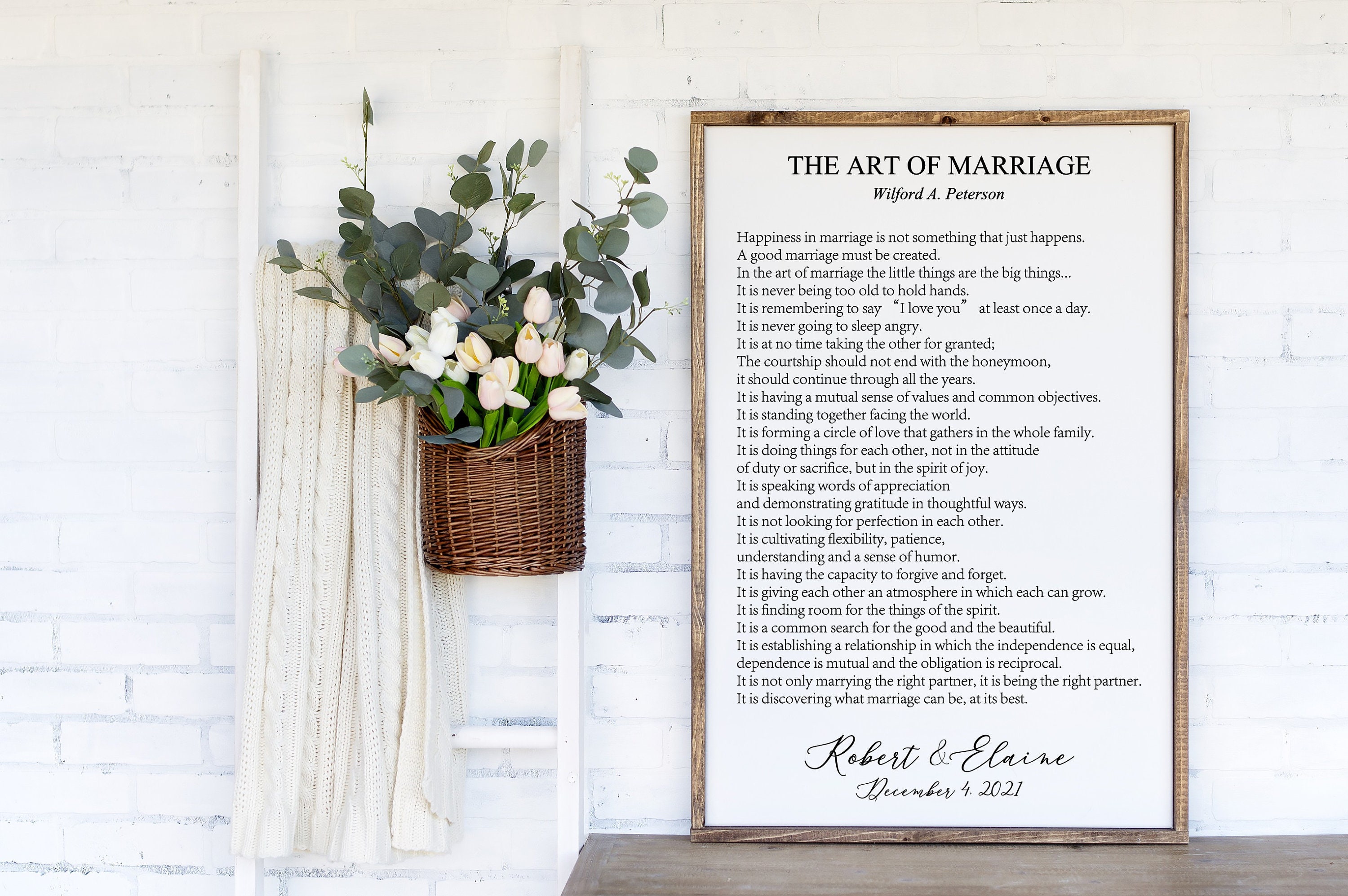 The Art of Marriage Poem Sign Wilferd A. Peterson, Marriage Quotes ...