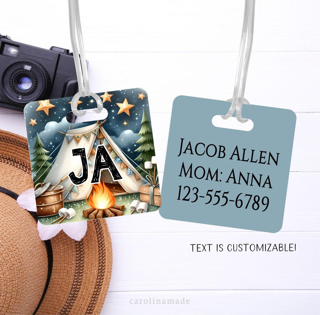 Camping Bag Tag, Personalized Camper ID Tag, Summer Camp Bag ...